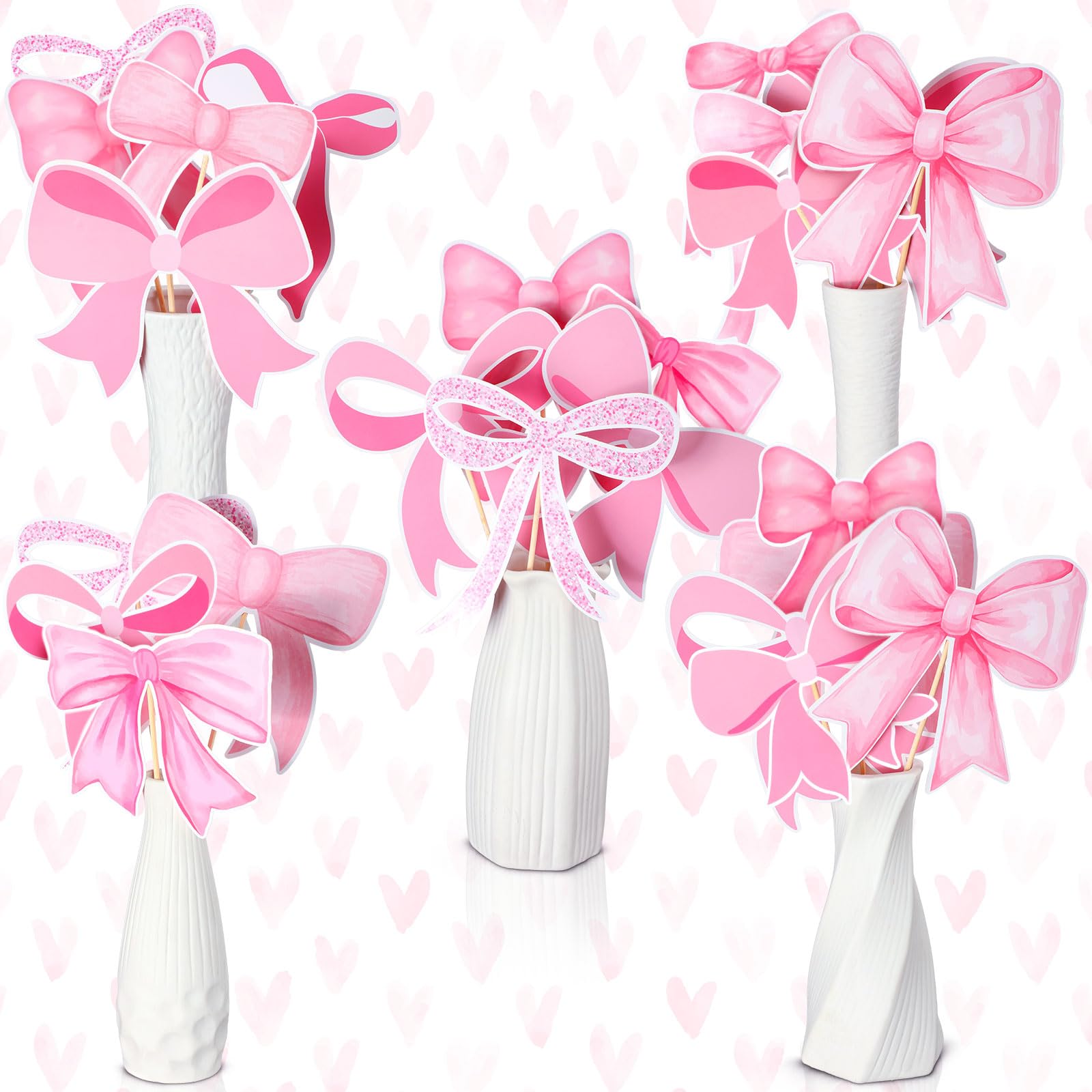 Cinnvoice 30 Pcs Bow Party Decorations Coquette Bow Table Toppers ...
