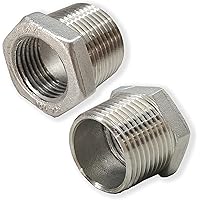2 Pcs Reducer Hex Bushing, 304 Stainless Steel 3/4" Male NPT to 1/2" Female NPT（ 3/4"MNPT - 1/2 ...