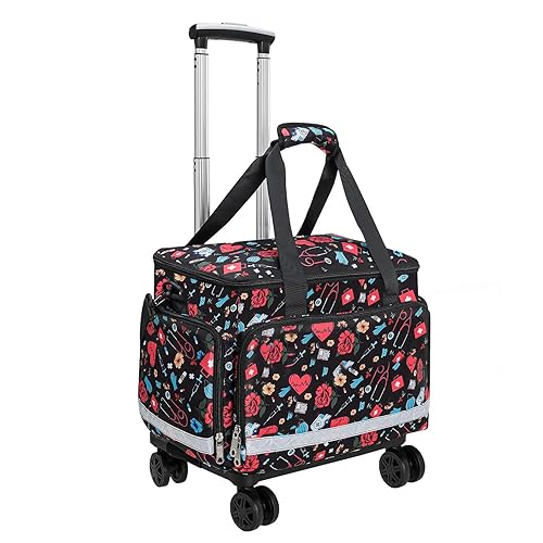 Medical Rolling Trolley Bag for Nurses, EMT, CNA, RN - First Aid ...