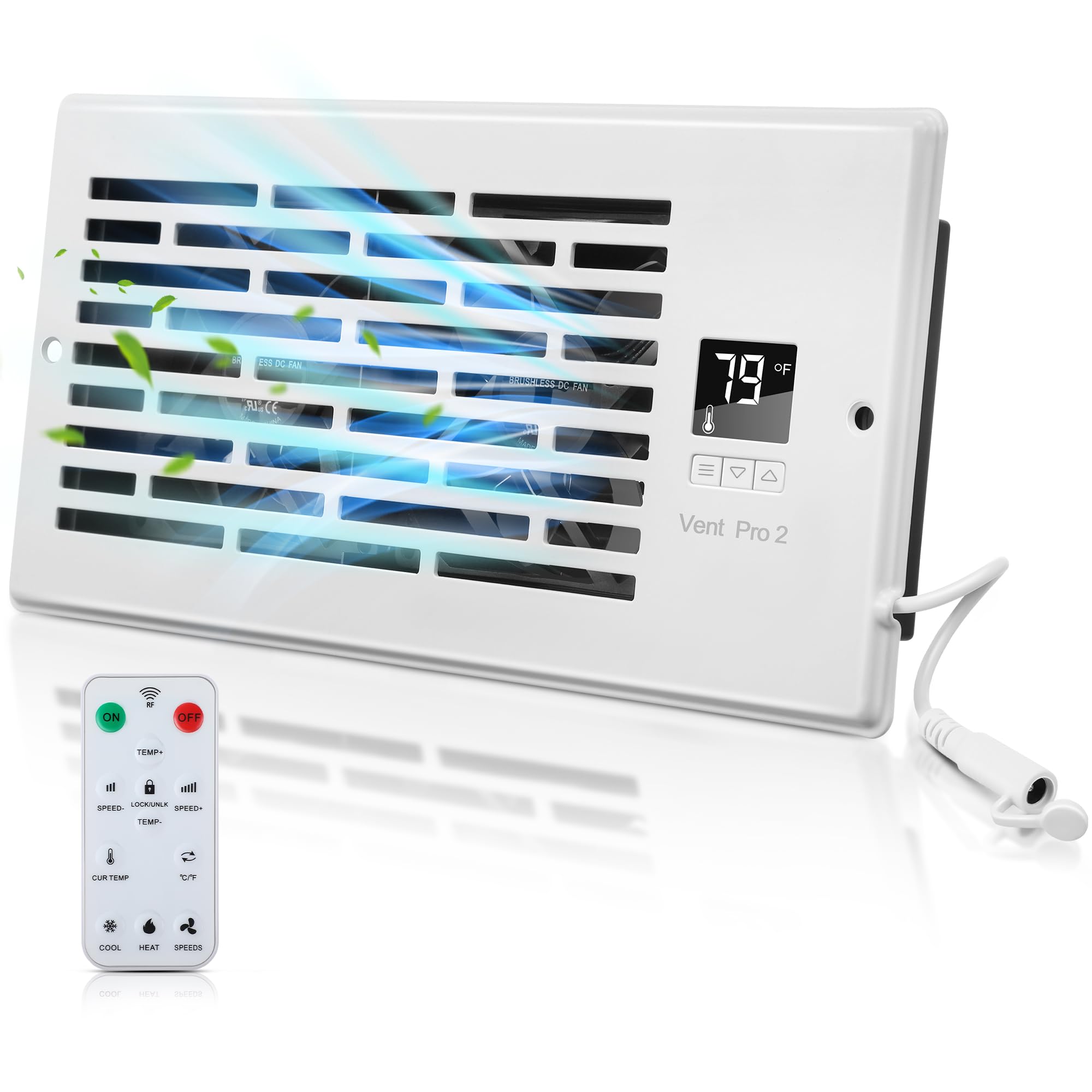 Feekoon 1 Pack Smart Quiet Register Booster Fan, 4'' x 10'' AC Vent ...