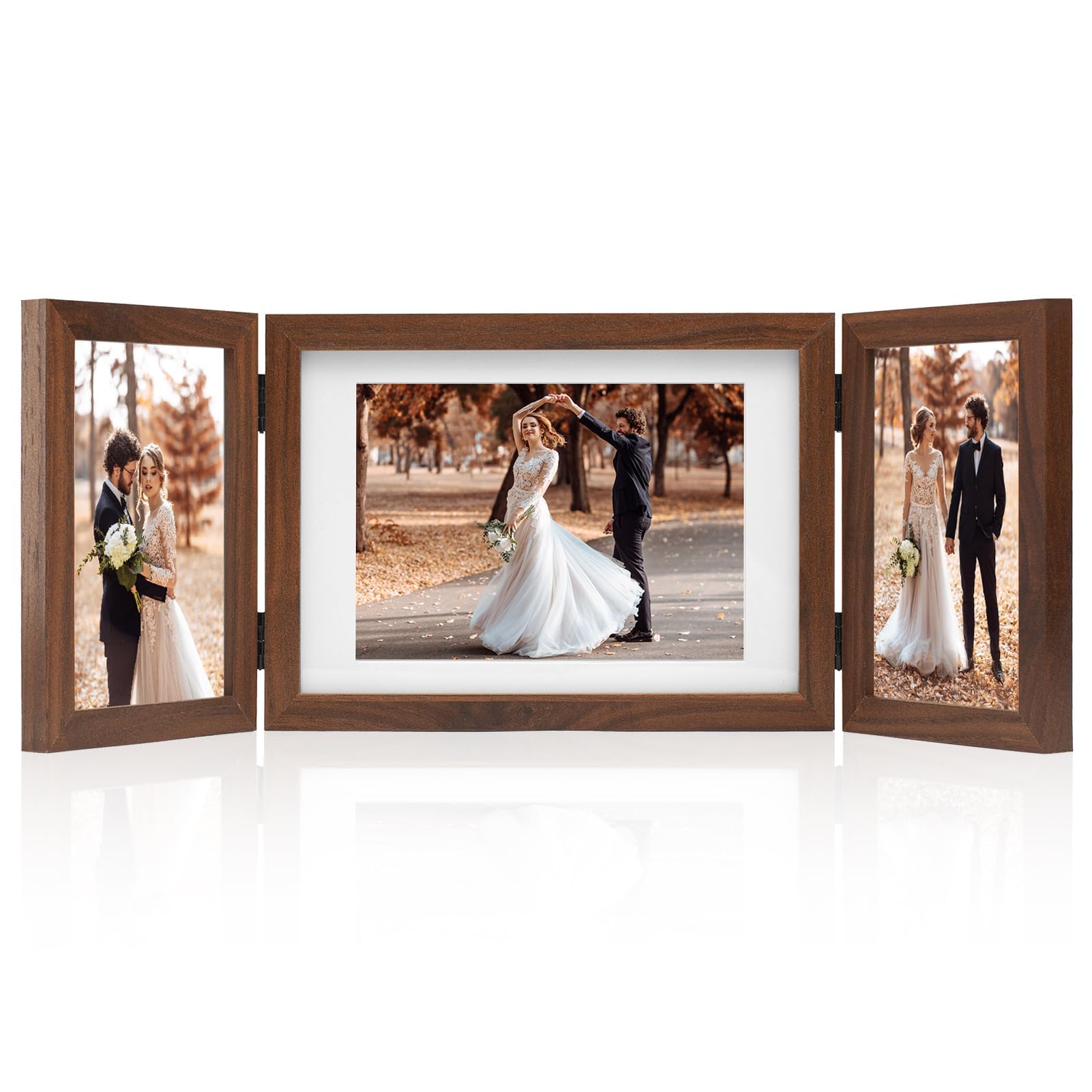 DECOCIAGA Hinged 3 Picture Frame 4x6 & 5x7 Folding Collage Photo Frames ...