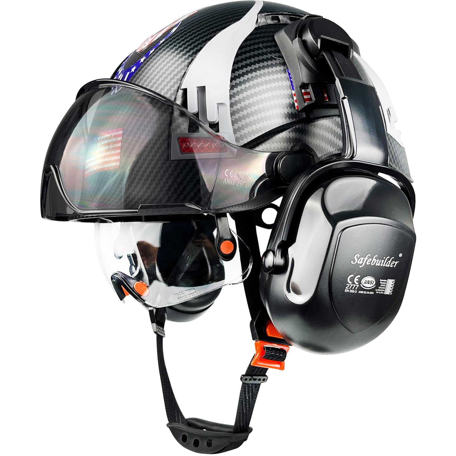 SAFEBUILDER Safety Helmet with Visor Ear Muffs Hard Hats Construction ...