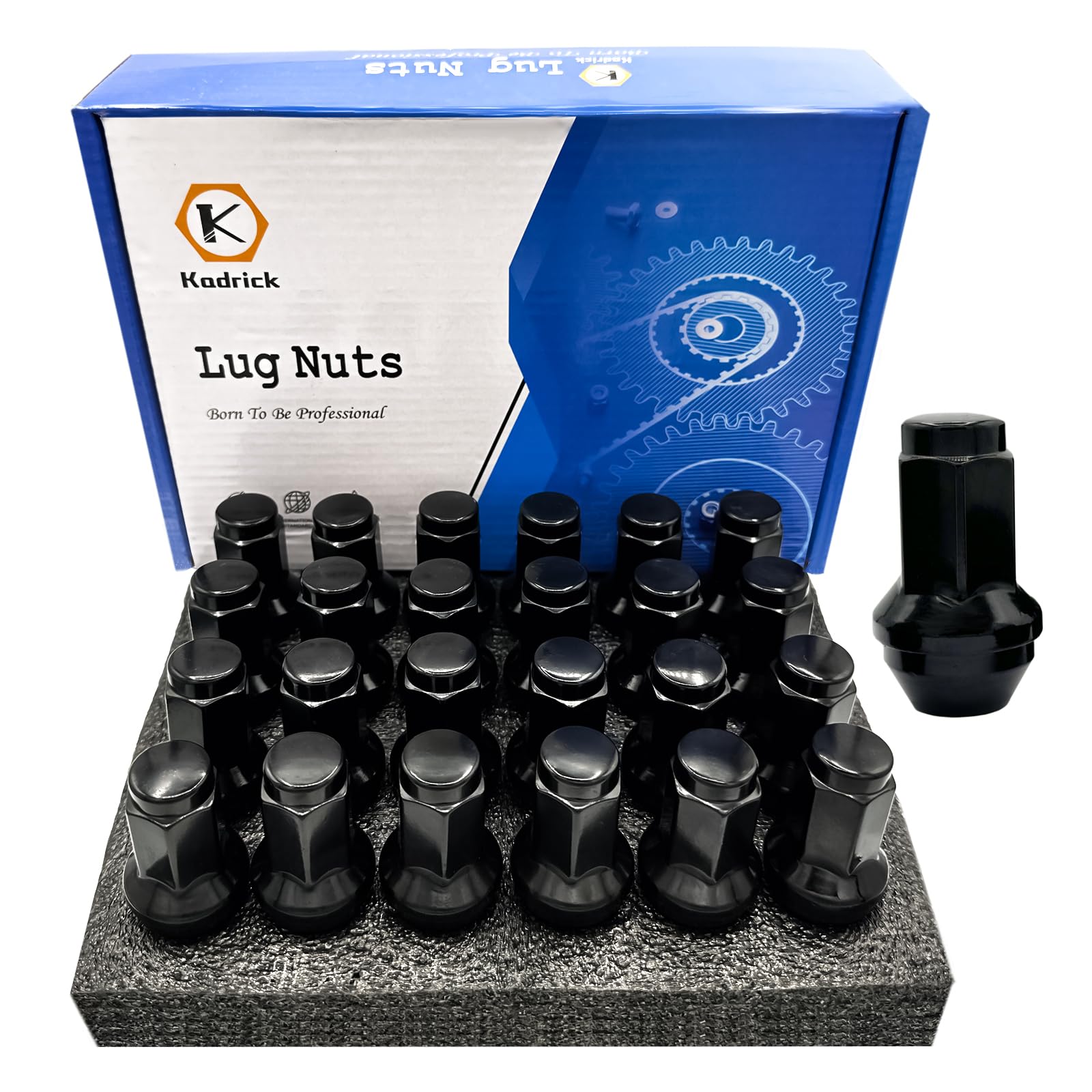 24Pcs Kadrick M14x2 Lug Nuts for F150 2004-2014,One-Piece Solid Black ...