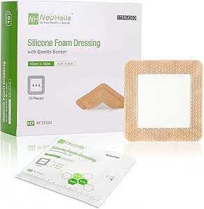 Amazon.com: Silicone Adhesive Foam Dressing with Gentle Border 4''x4 ...