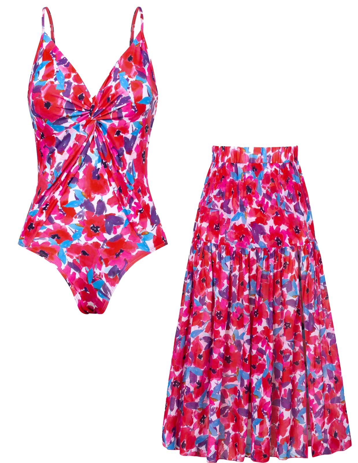 GRACE KARIN One Piece Swimsuits for Women Sexy with Cover Up Skirt ...