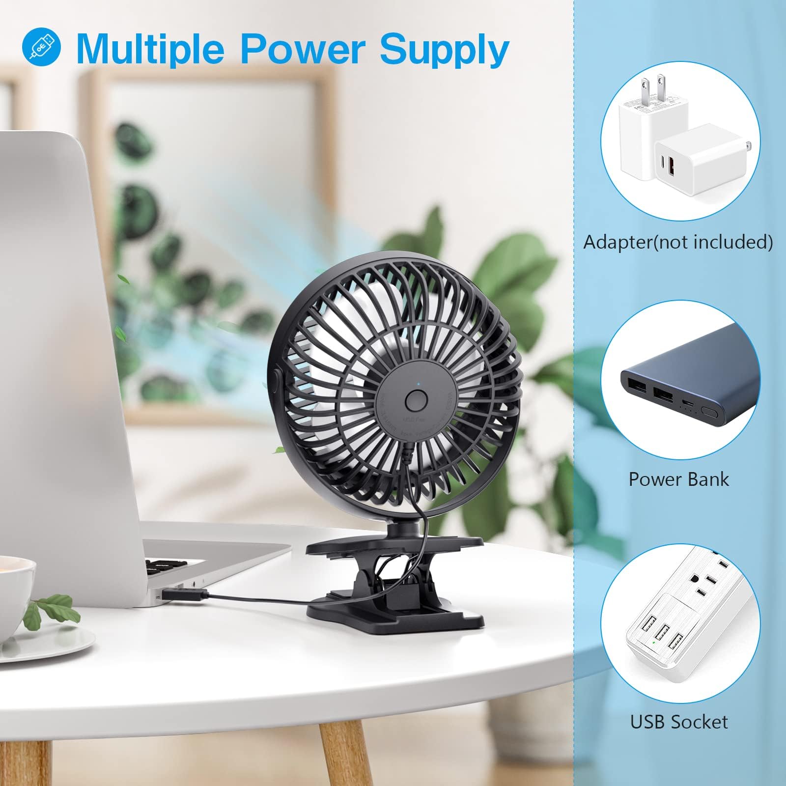Mua USB Desk Fan, 4 Inch Small Clip Fan, 3 Speeds Personal Table Fans ...