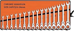 Rynomate Spanners & Wrenches 6-24mm Ratchet Spanner Set 16pcs Metric ...