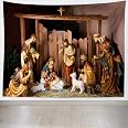 Amazon.com: Loccor Chritmas Nativity Scene Tapestry Christmas Holy ...