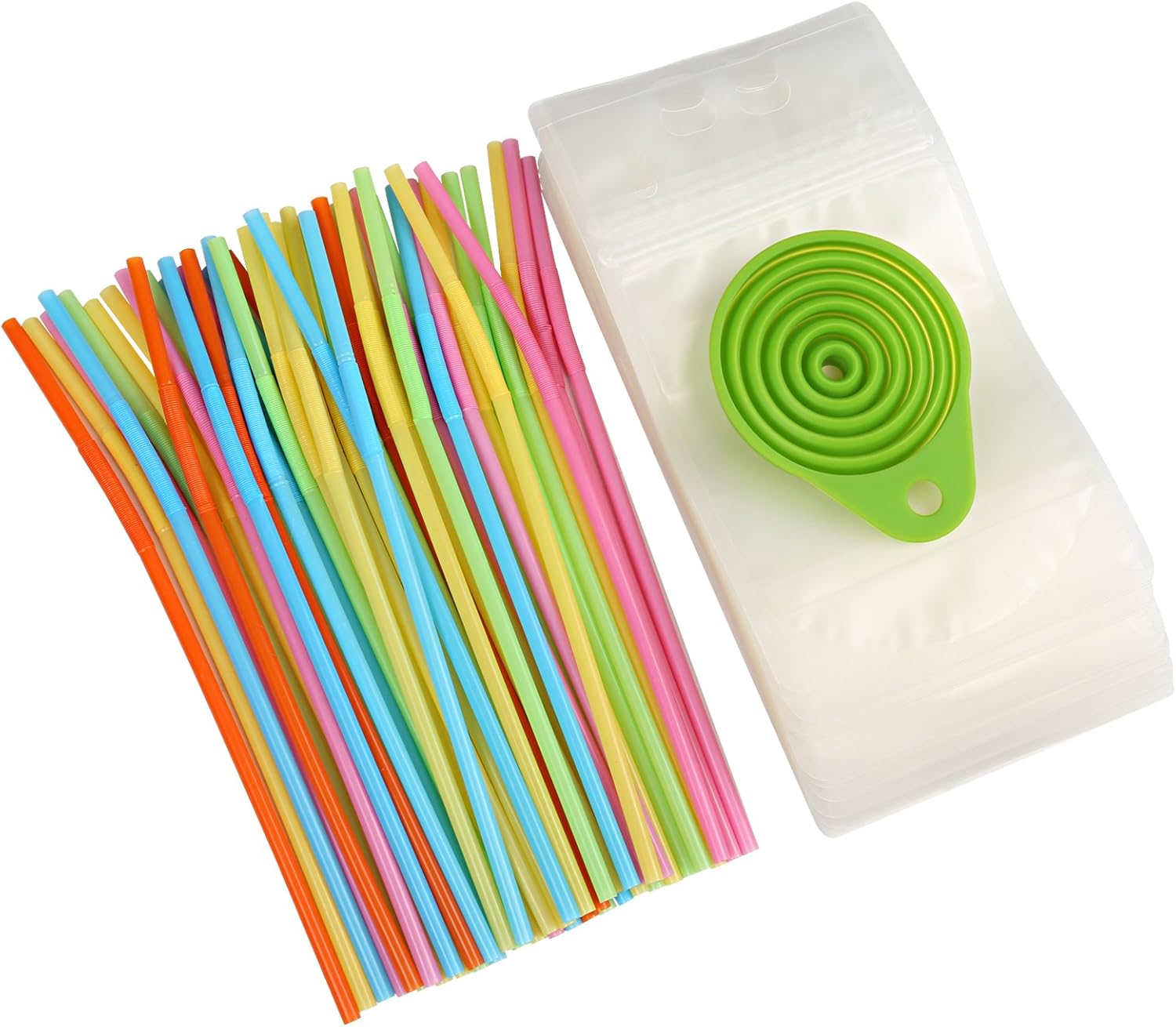 LIHAO 50pcs Plastic Beverage Bags with 50pcs Disposable Drinking Straws ...