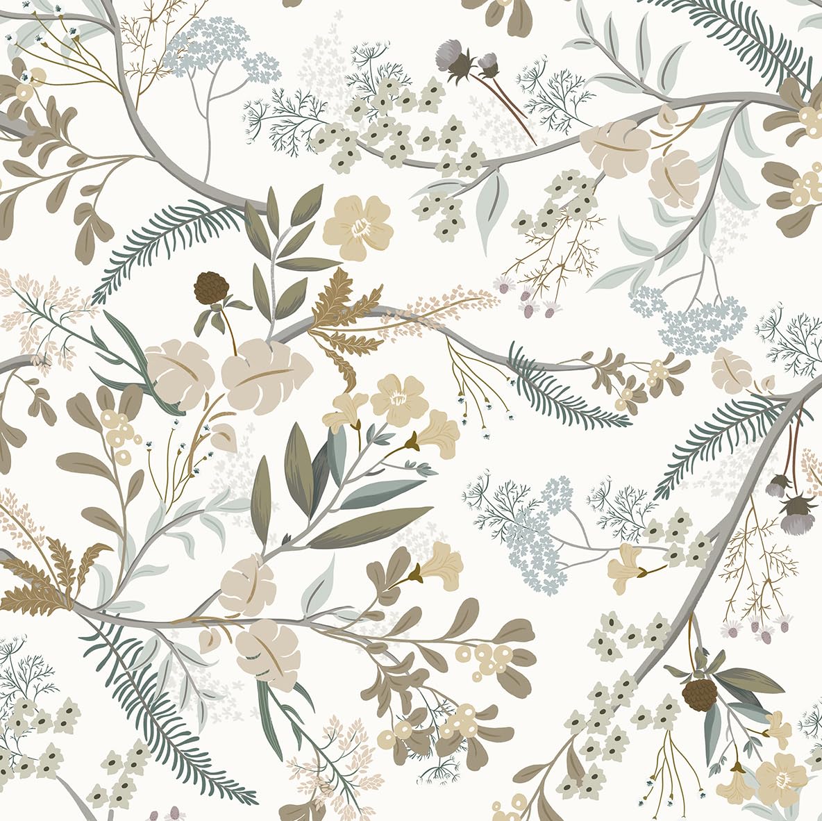 Guvana 16.14"x118"Floral Peel and Stick Wallpaper Leaf Contact Paper ...