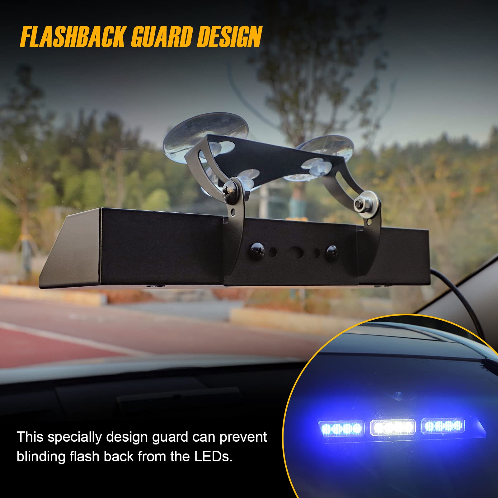 Mua XRIDONSEN 2X 10 inch Blue White Emergency Dash Strobe Lights Bar ...