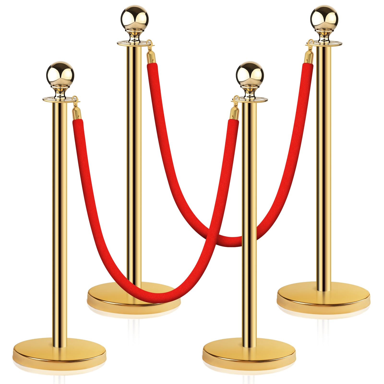 Stainless Steel Stanchion Post Queue 5 ft Red Velvet Rope Red Carpet ...