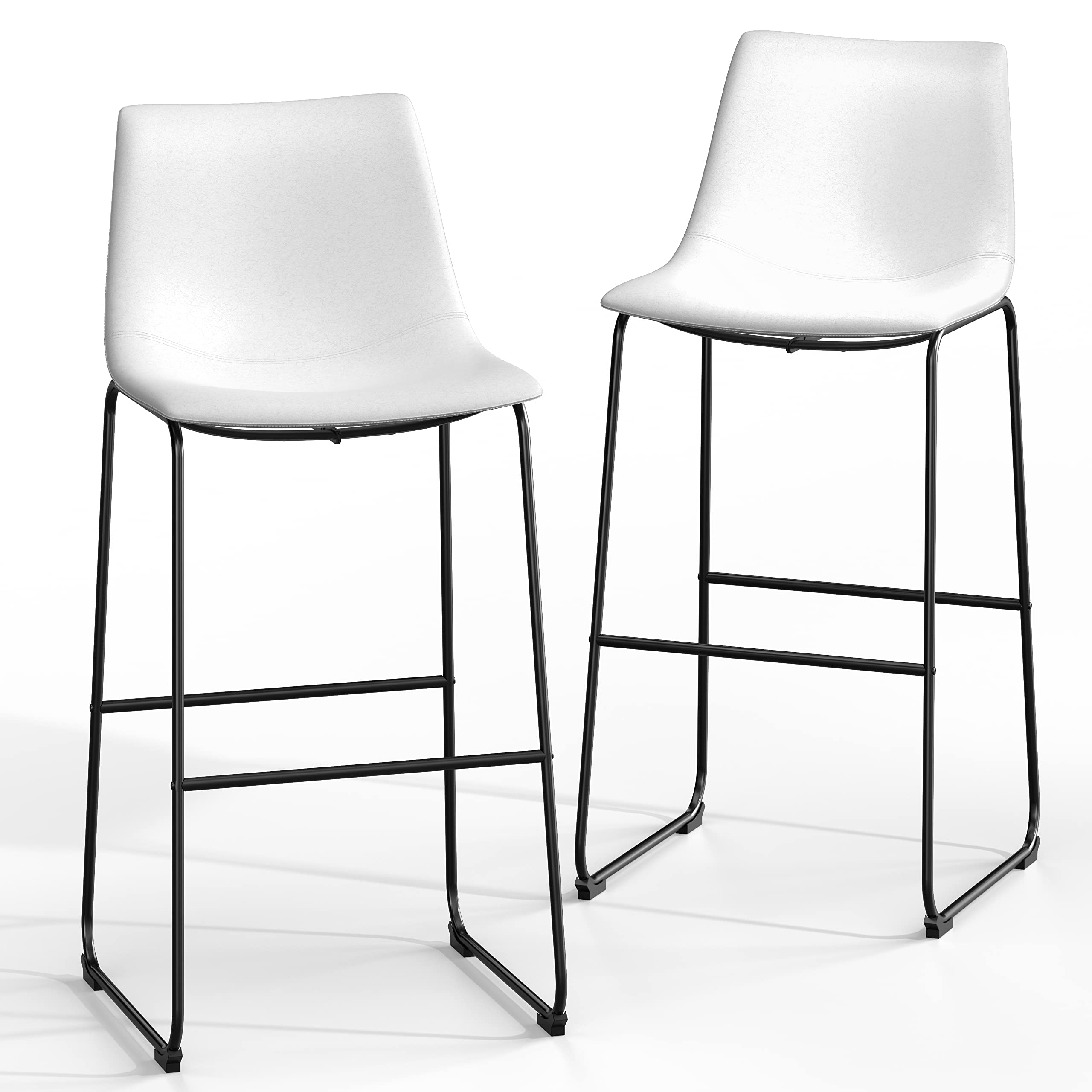 NicBex Retro Bar Stools Crazy-Horse Leather with Metal Legs Barstools ...