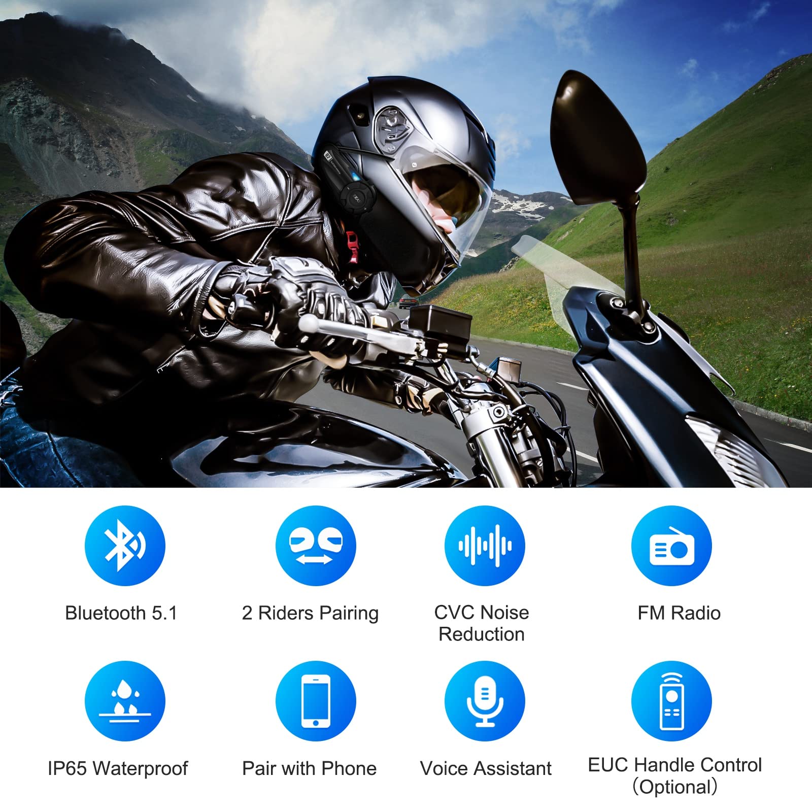 Mua Q2 Motorcycle Helmet Bluetooth Intercom Headset, Communication ...