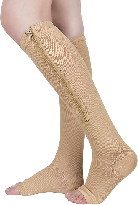 Ikfashoni Lot de 2 paires de bas de contention - Beige - Pour femme ...
