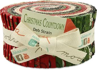Amazon.com: Moda Christmas Countdown Jelly Roll, Set of 40 2.5x44-inch ...