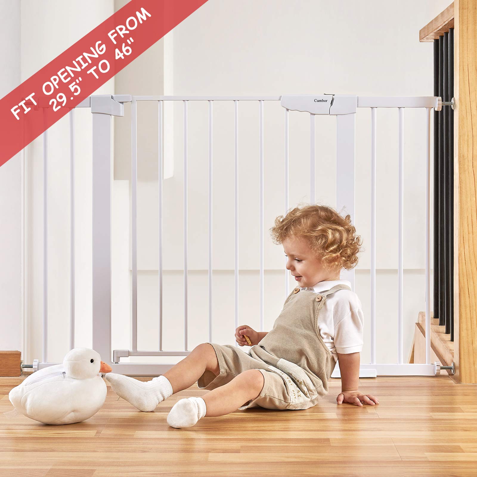 Cumbor 46” Auto Close Safety Baby Gate, Extra Tall and Wide Child Gate ...