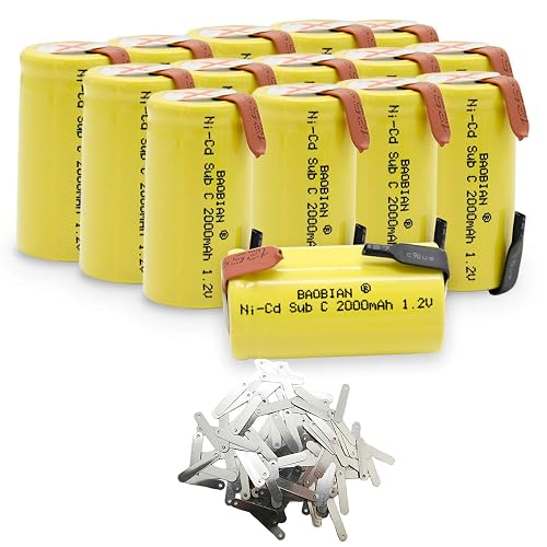 SubC Sub C 2000mAh 1.2V Ni-CD Rechargeable Battery Cell with Tabs for ...