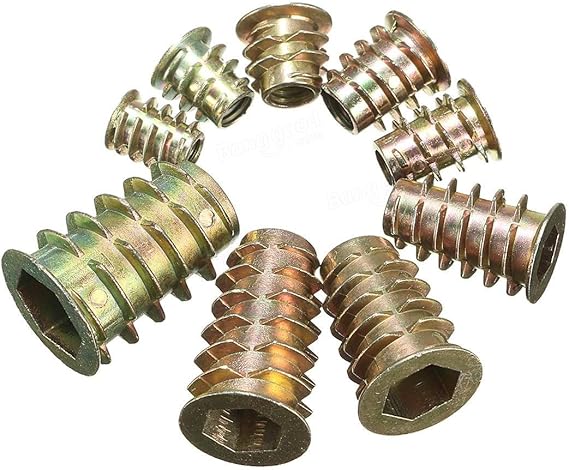 Veda M6 X 10 TYPE D THREADED WOOD INSERT NUTS (PACK OF 25): Amazon.co ...