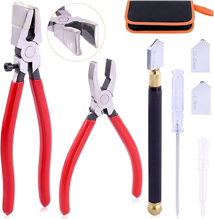 Amazon.com: Rustark 3Pcs Premium Glass Running Breaking Pliers and Class Cutter Kit, Heavy Duty ...