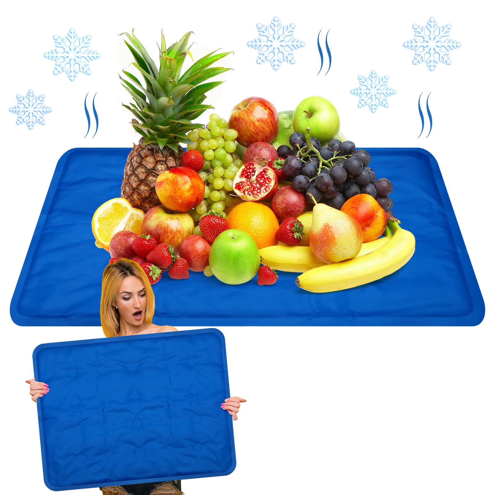 Reallnaive 2 Pcs Reusable Freezable Ice Mat for Buffet Table Chilled ...
