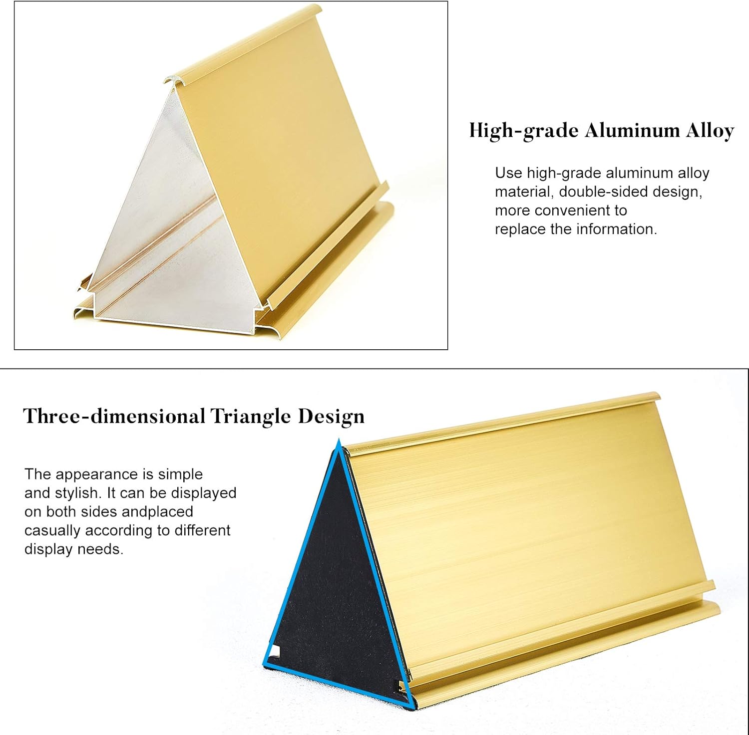 NBEADS 1 Set Metal Name Plate Holder, 8.4x20cm Double Sided Triangle ...