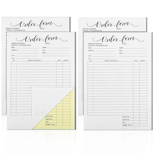 4 Packs 2 Part Blank Carbonless Pocket Order Form Pad Copy Boutique ...