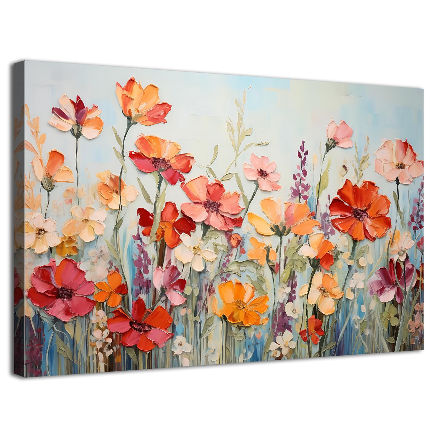 Red Poppy Flowers Wall Art Colorful Daisy Floral Pictures Living Room ...