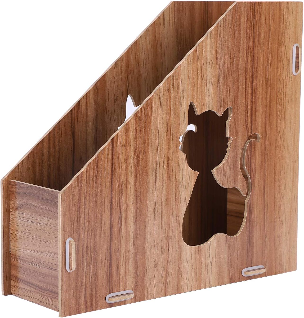 Wooden Vertical Desktop Magazine File Holder with Hollowed-Carved Cute ...