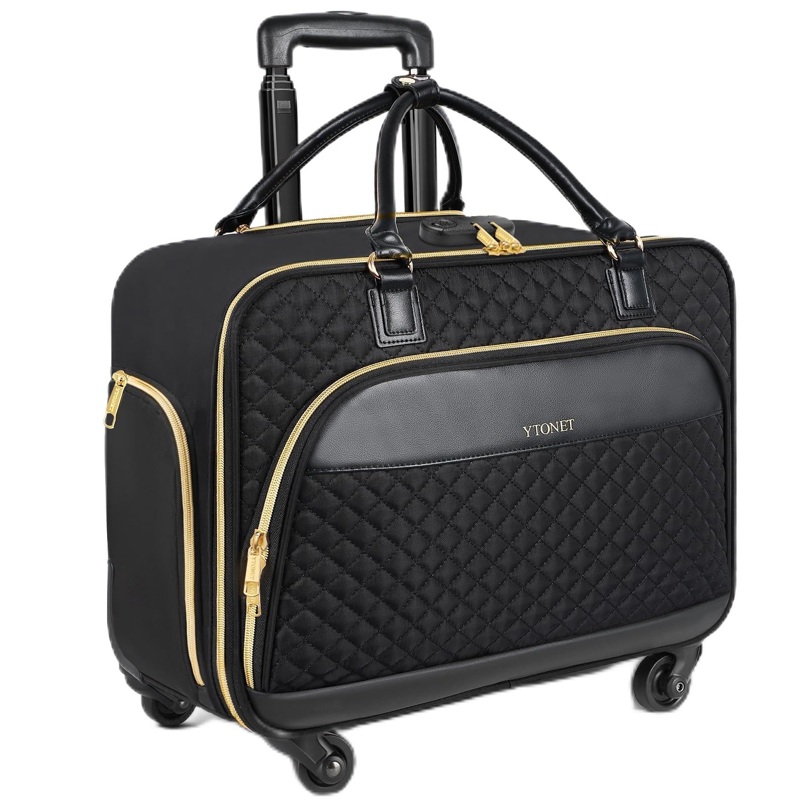 Ytonet Rolling Briefcase for Women, 17.3 Inch Rolling Laptop Bag with 4 ...
