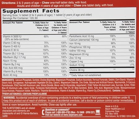 Flintstones Chewable Vitamins Nutrition Facts | Besto Blog