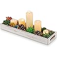 Amazon.com: Hanobe Rectangular Long Narrow Tray: Rustic Wooden ...