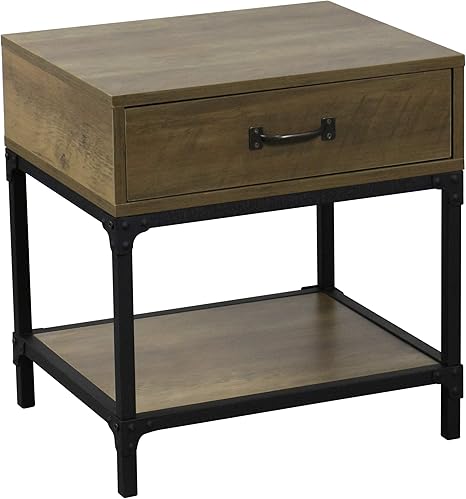 Amazon.com: Rustic End Table with Drawer and 1 Shelf: Kitchen & Dining