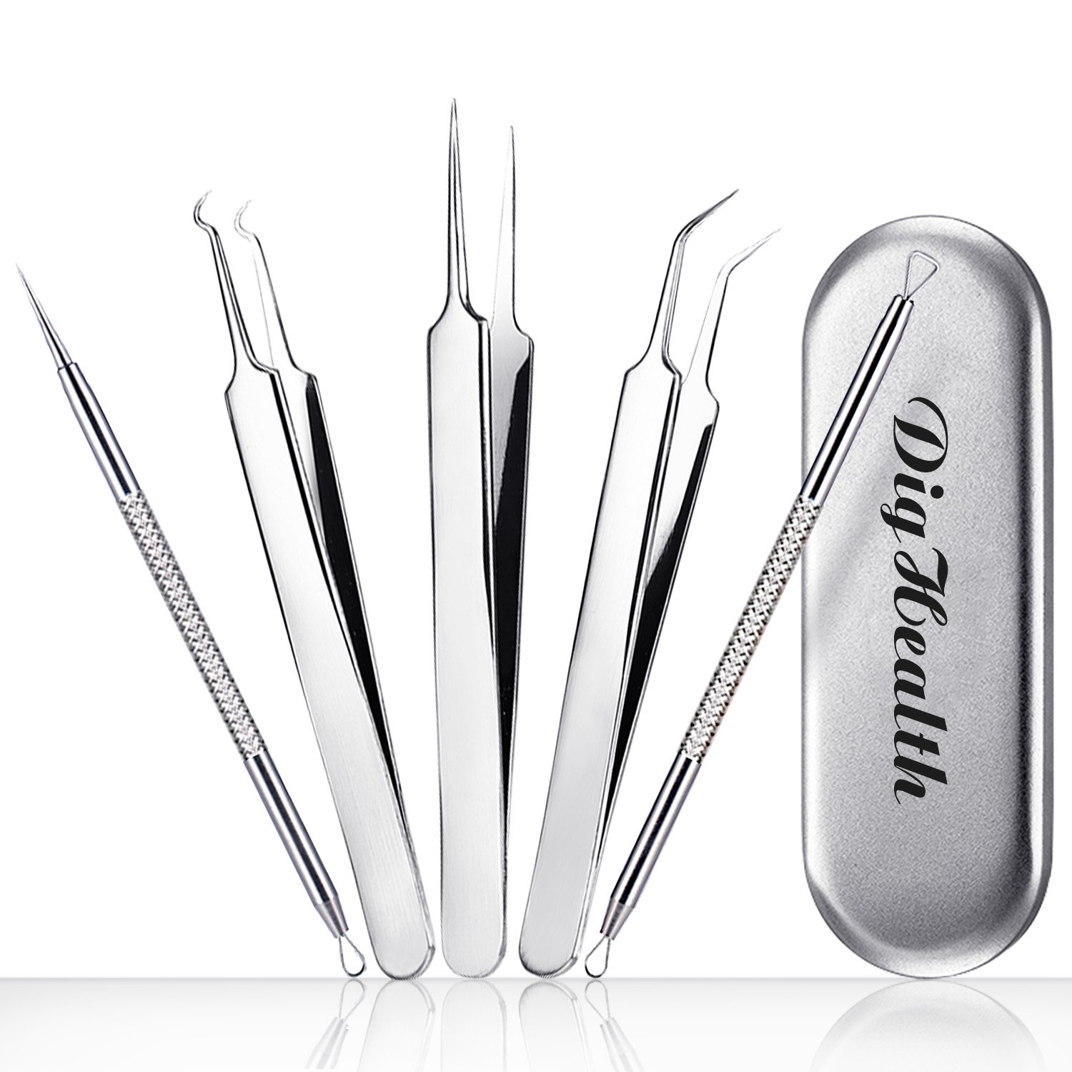 5 x Mitesserentferner DigHealth, Komedonenquetscher mit Gebogen Nadel ...