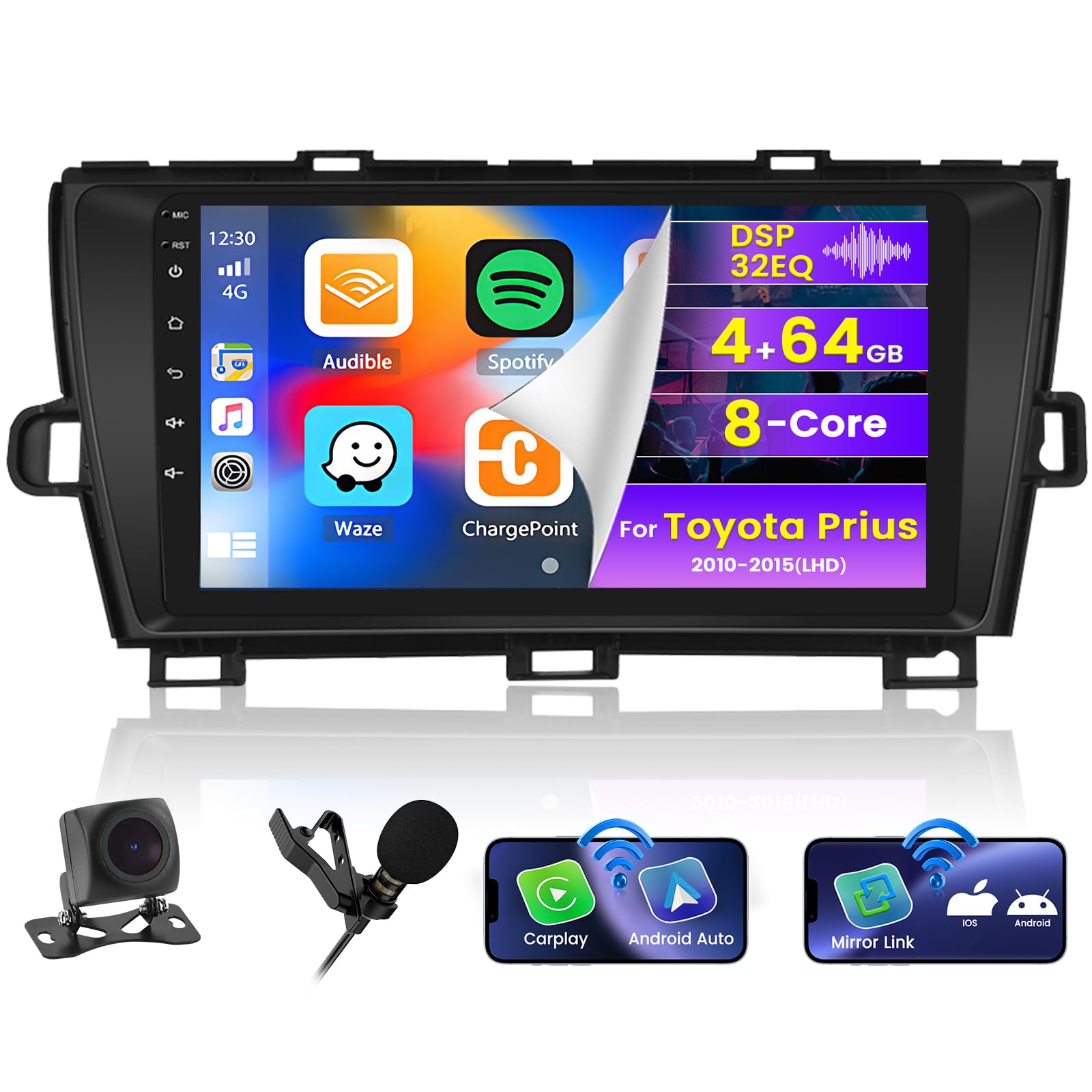 Roinvou 8 Cores 4+64G Android Radio Upgrade for Toyota Prius 2010-2015 ...