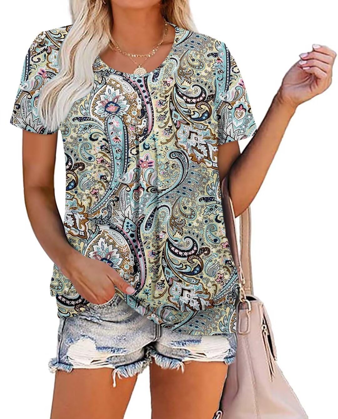 ZOLUCKY Womens Tops Beach Wear Plus Size Sleeves Plus Size Short Sleeve ...