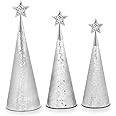 Amazon.com: Silver Glass Christmas Trees Set of 3, 17" 15" 13" Small ...