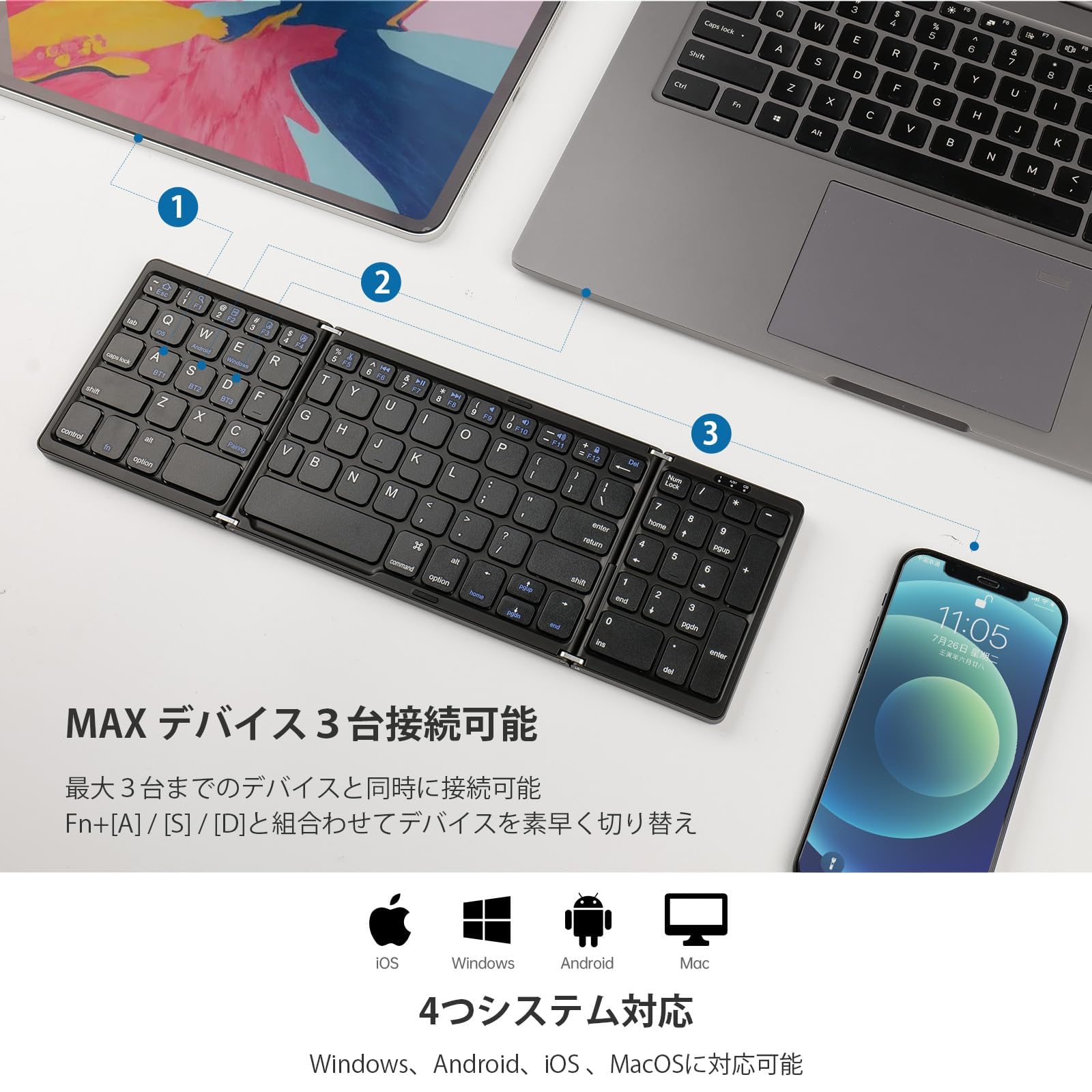 Mua BRIMFORD Foldable Bluetooth Keyboard, Wireless Keyboard, Ultra Thin ...