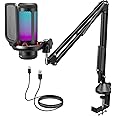 Amazon.com: Gaming USB Microphone Set for PC, TONOR RGB Condenser Mic ...