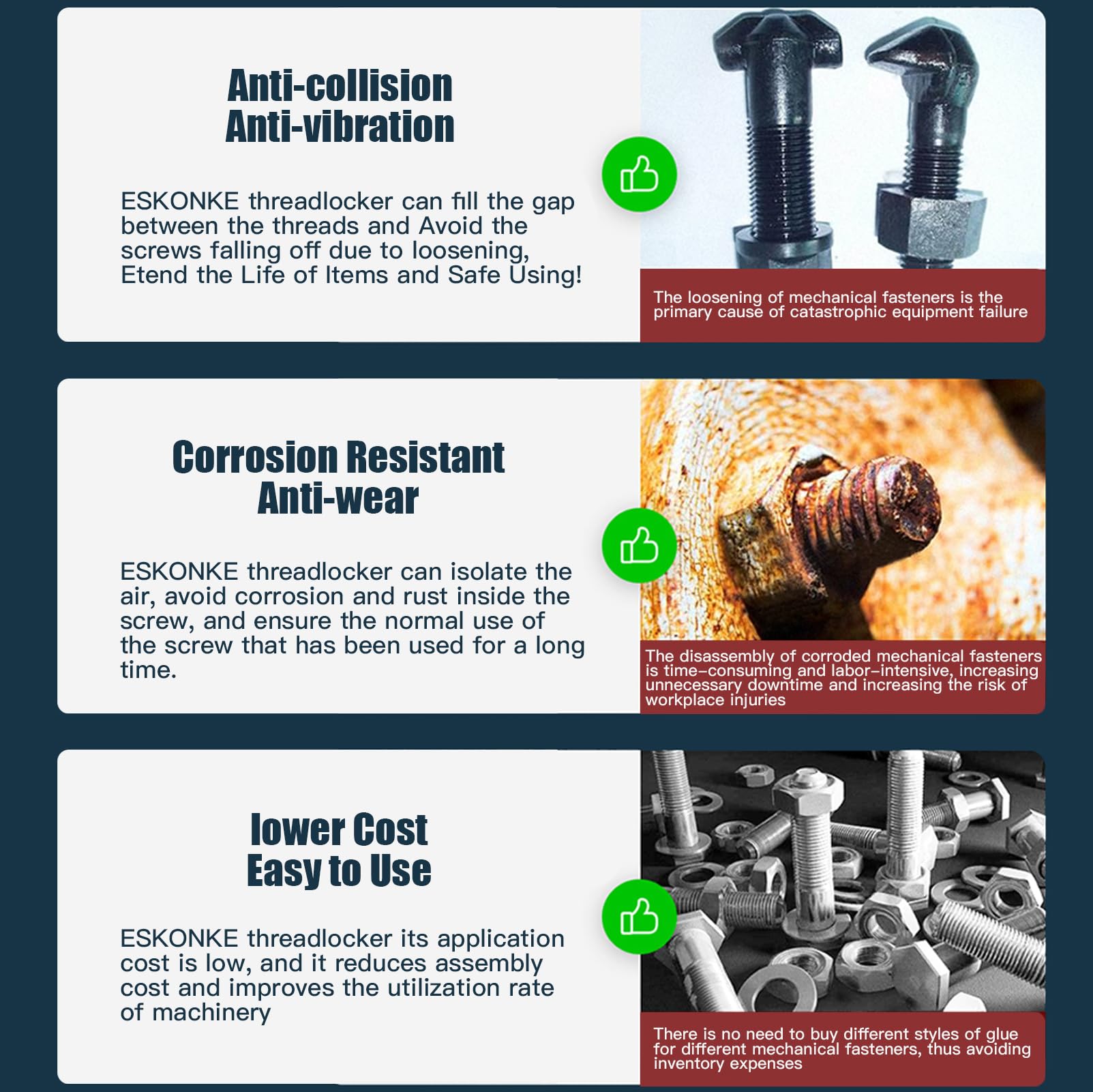 Mua ESKONKE 3 Pack Thread Locker Blue 243 + Basic + Red 271, Nuts Bolts ...
