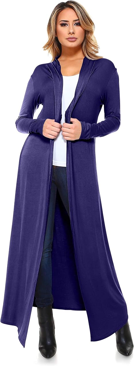 Isaac Liev Women's Super Long Flowy Floor Length Maxi Cardigan Duster ...