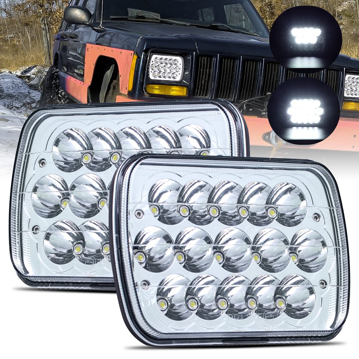 BAOLICY 5x7 H6054 LED Headlights DOT Approved 7x6 Hi/Low Sealed Beam ...