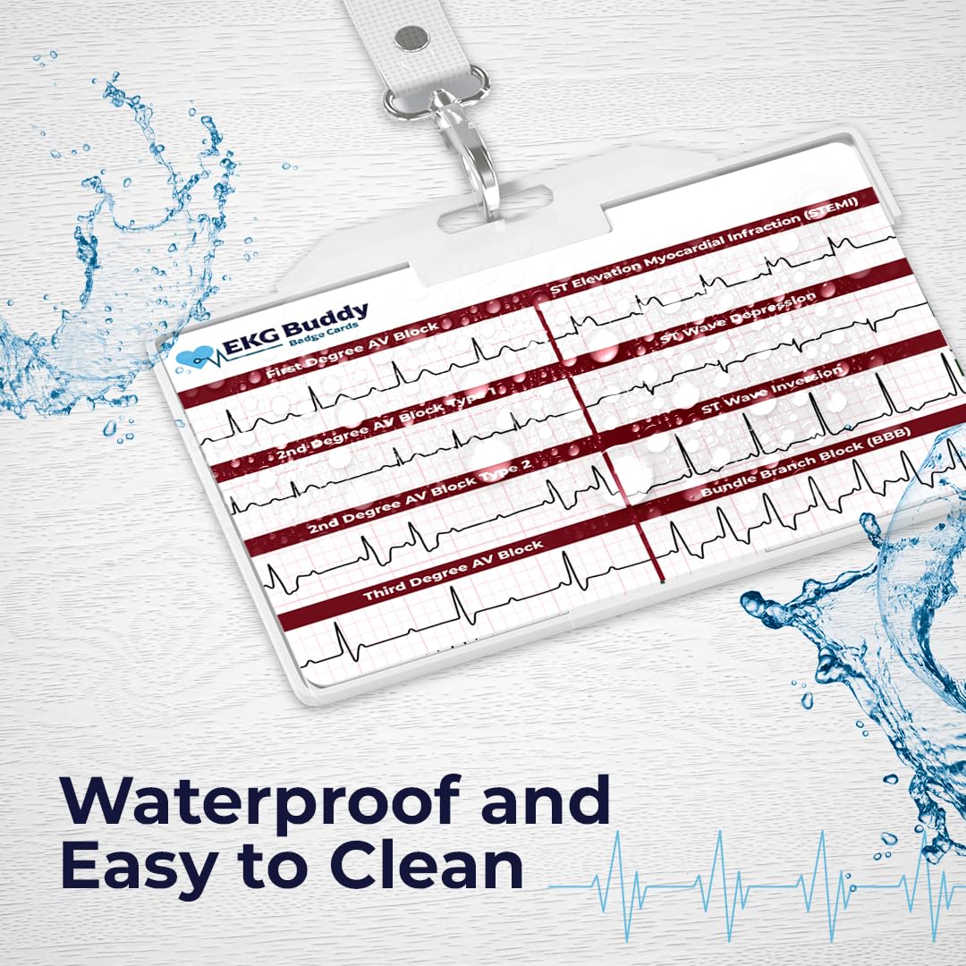 Mua 5 Card EKG Interpretation Badge Set - Doubled Sided Nurse ECG Cards Guide Rhythm Cheat Sheet ...