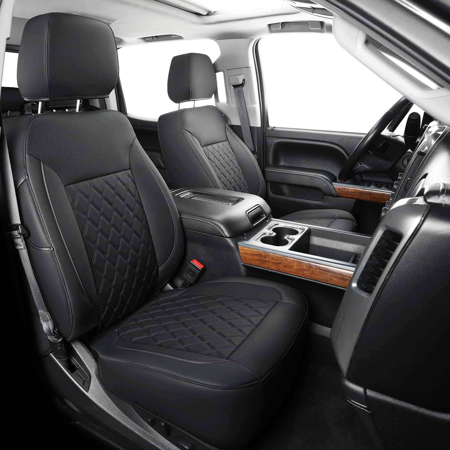 LUCKYMAN CLUB Silverado Seat Covers Full Set with Faux Leather, for ...