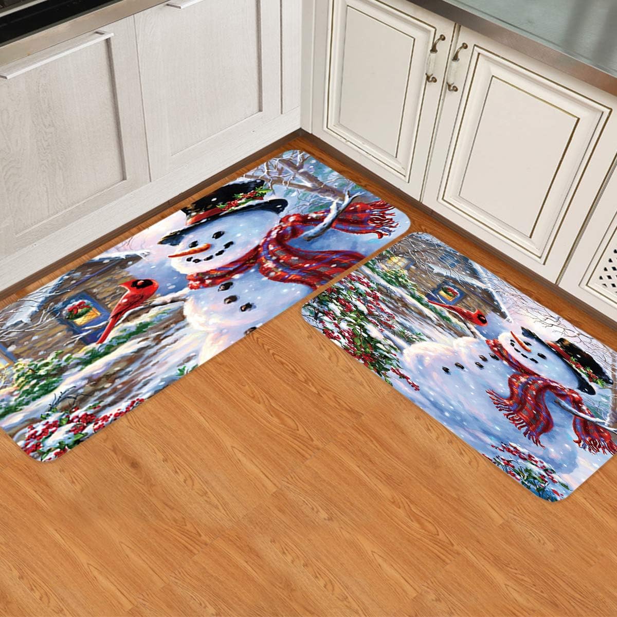 Amazon.com: 2 Piece Non-Slip Kitchen Mat Runner Rug Set Doormat Happy ...