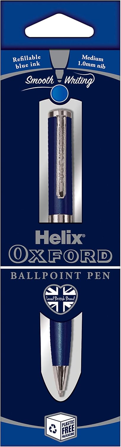 Helix Oxford Premium Ballpoint Pen (Blue Ink) with Plastic Free ...