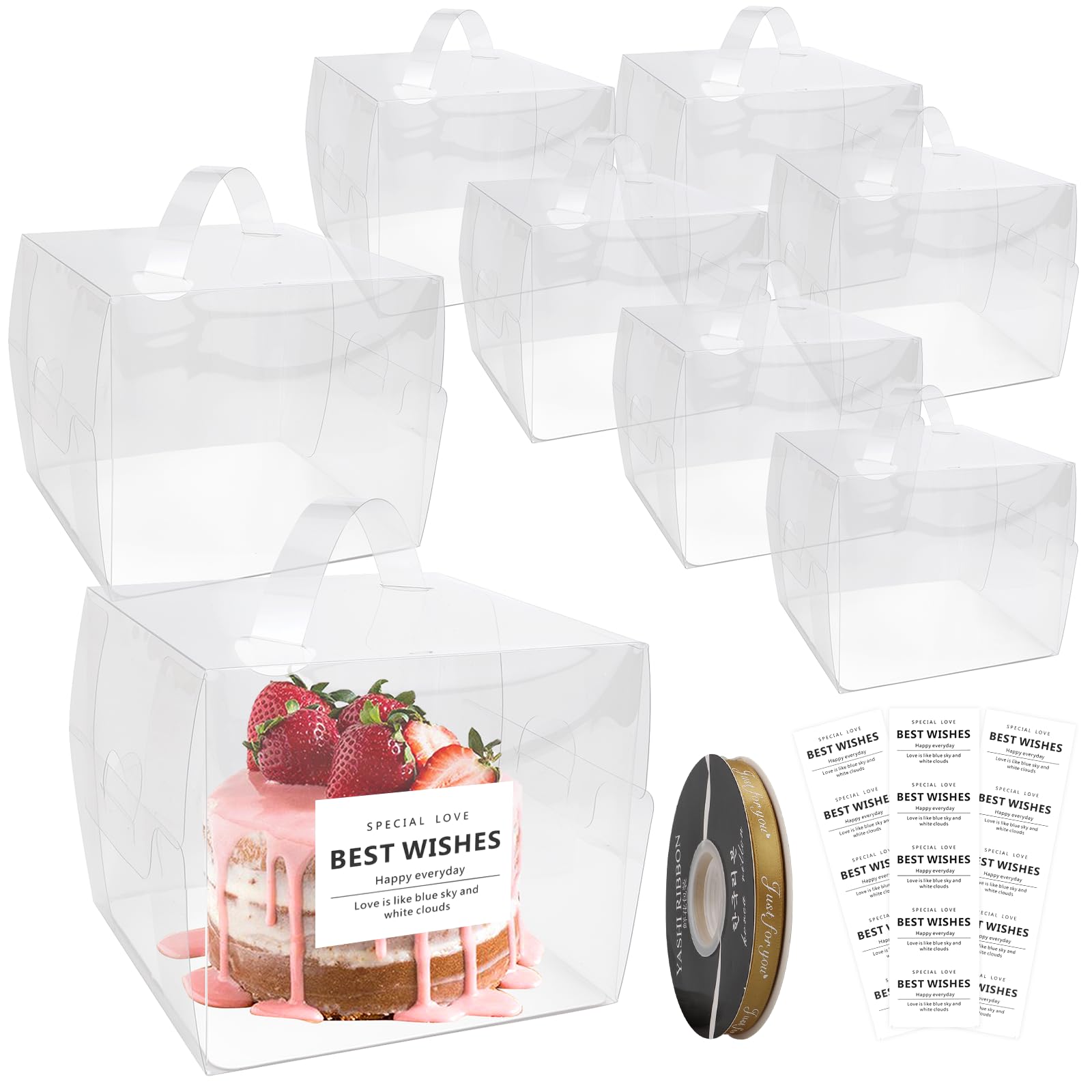 SHUESS 30Pcs Clear Cake Box 6 Inch?6x6x5Inch Transparent Bakery Boxes ...