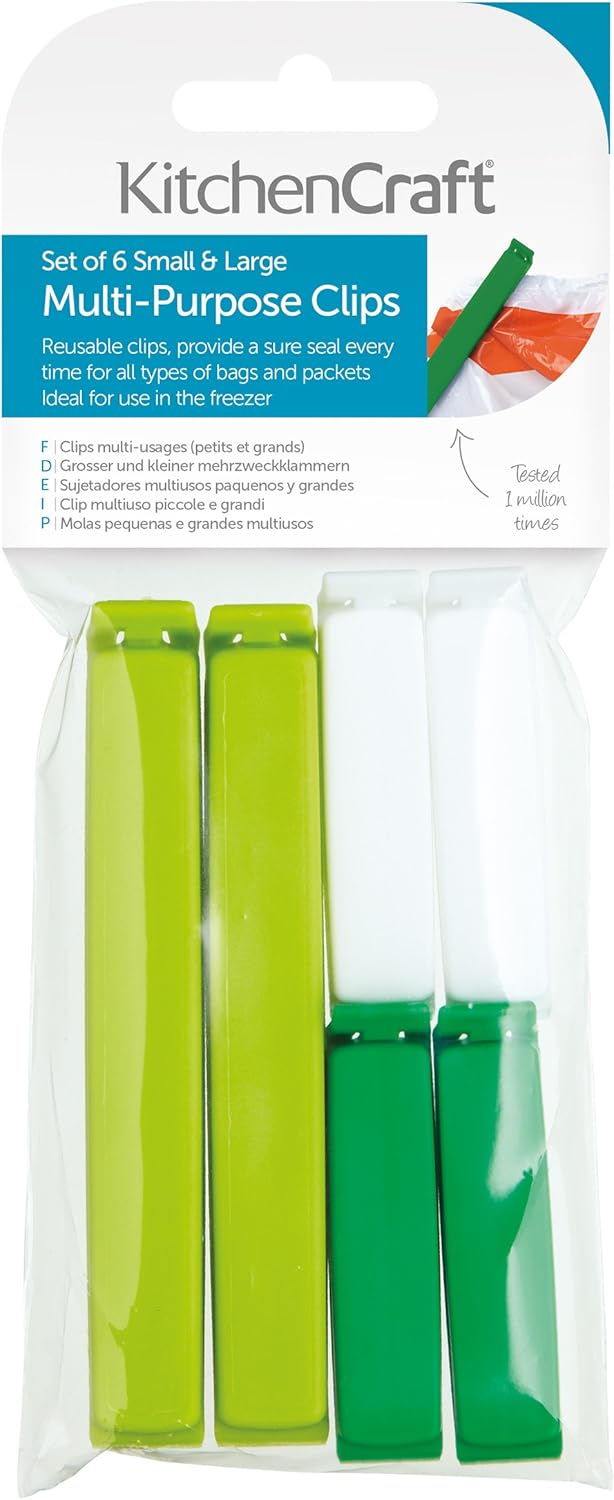 KitchenCraft Plastic Bag Clips, Assorted Sizes, Set of 6 – BigaMart