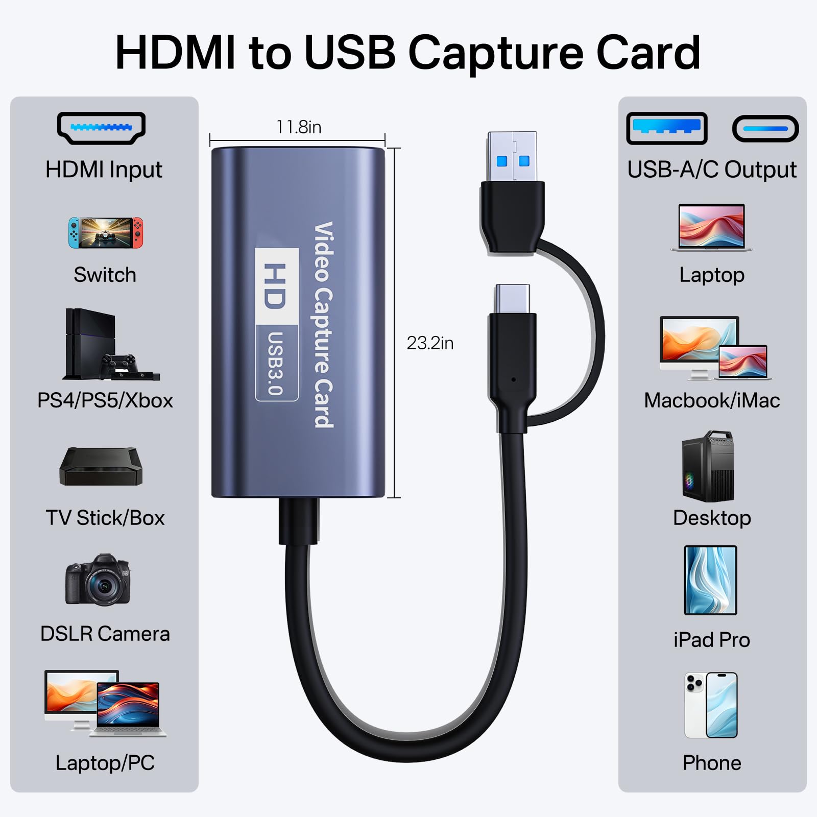 Mua VANGREE 4K Video Capture Card, USB-A/USB-C 3.0 1080P 60FPS HDMI ...