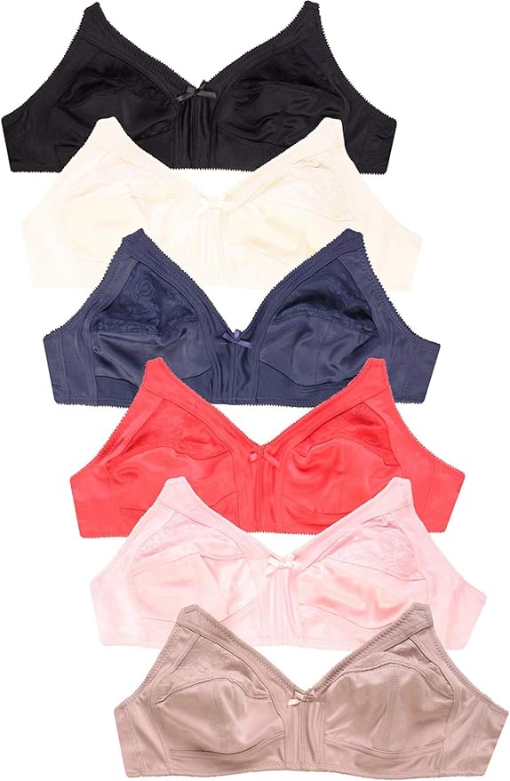 6 Pieces Wireless Full Cup No Padding Wire Free Bra at Amazon Women’s ...